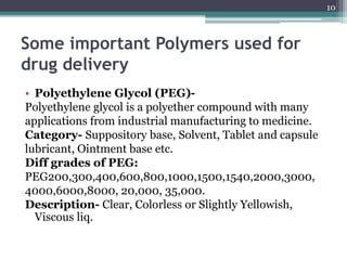 Polymers in pharmaceuticals | PPTX