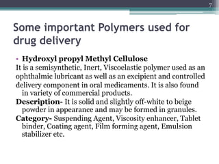 Polymers in pharmaceuticals | PPTX