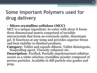 Polymers in pharmaceuticals | PPTX
