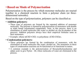 Polymers, types, synthesis, applications | PPTX