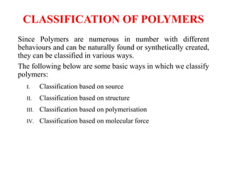 Polymers, types, synthesis, applications | PPTX