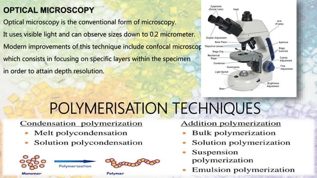 Polymers Characterisation, Polymerisation Techniques & Their Applications | PPT