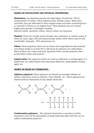 Polymers Chemistry | PDF