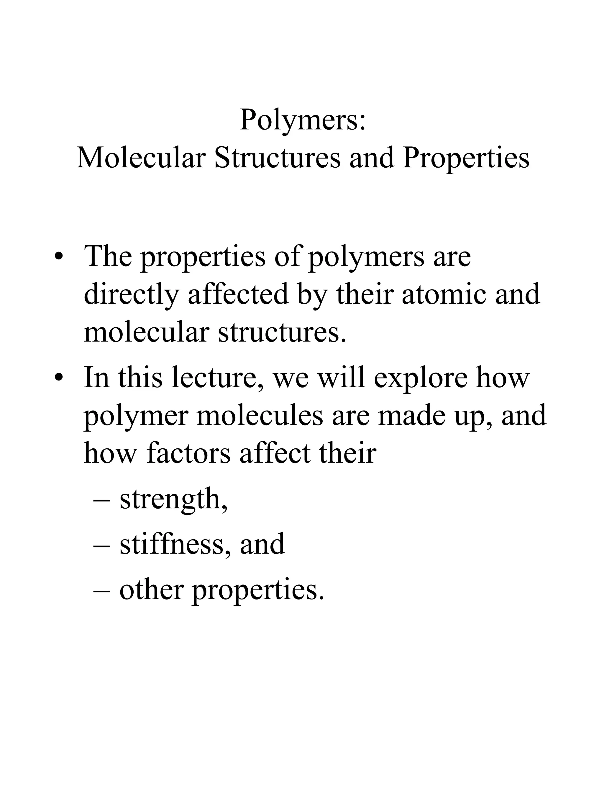 Polymer structures | PDF