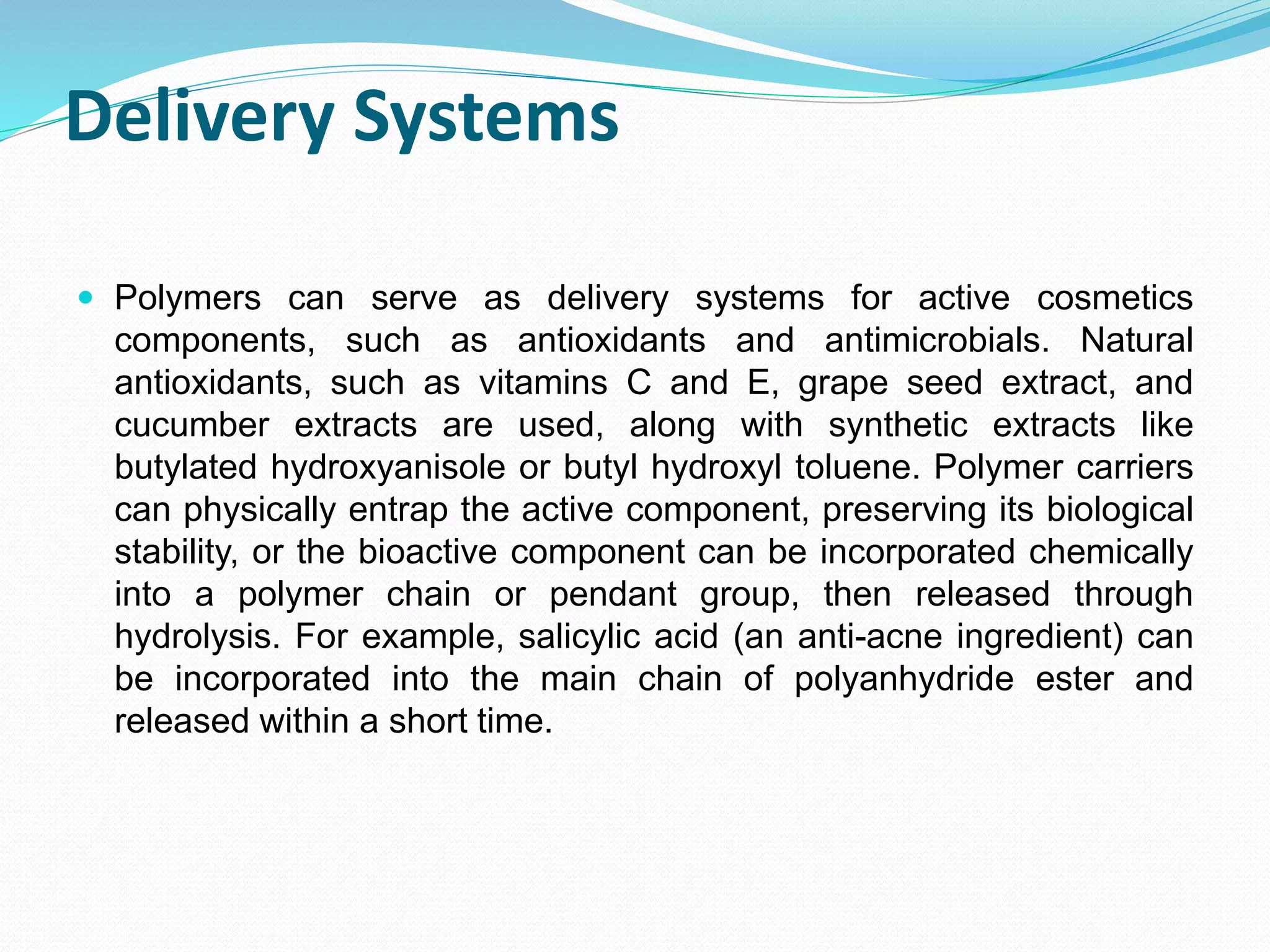 Polymers use in personal care and cosmetics | PPTX