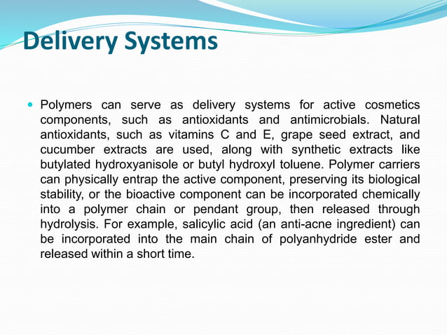 Polymers use in personal care and cosmetics | PPTX | Skin Care | Beauty