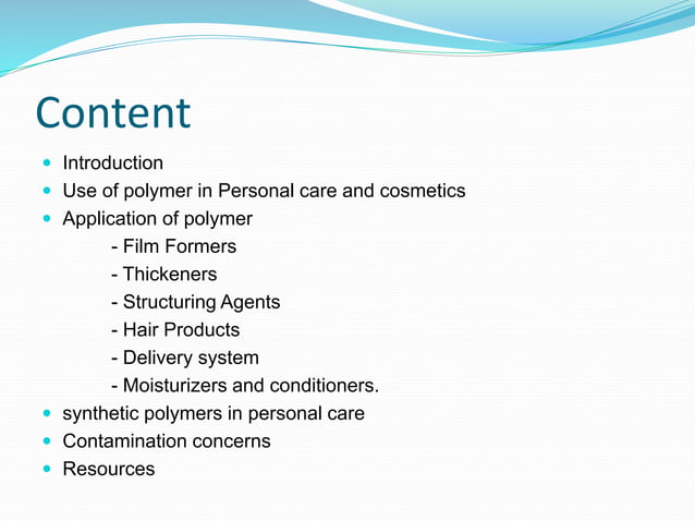 Polymers use in personal care and cosmetics | PPTX | Skin Care | Beauty