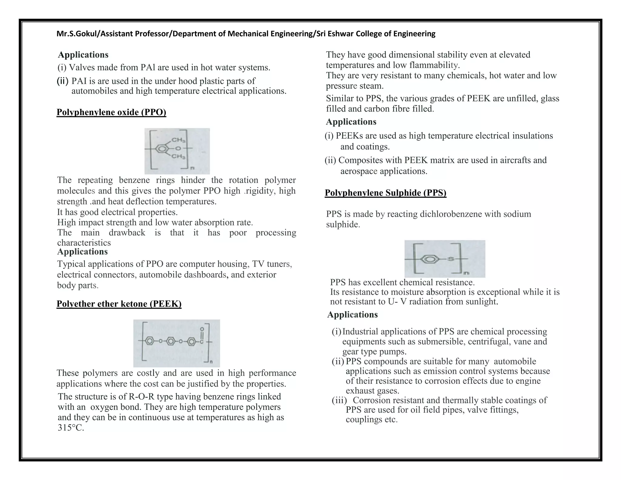 ME6403 -EMM - Polymer types and polymer synthesis | PDF