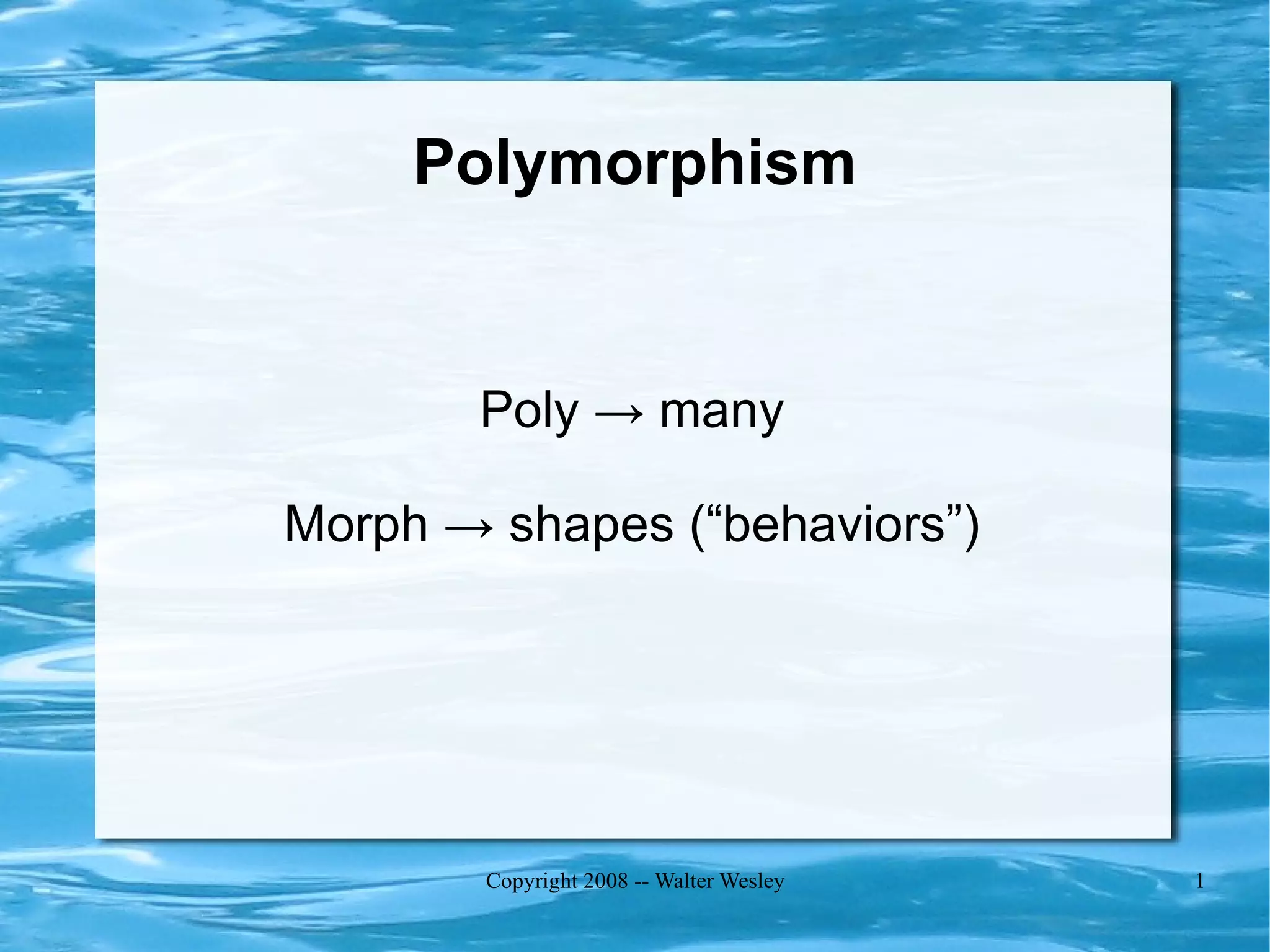 Polymorphism | PPT | Programming Languages | Computing