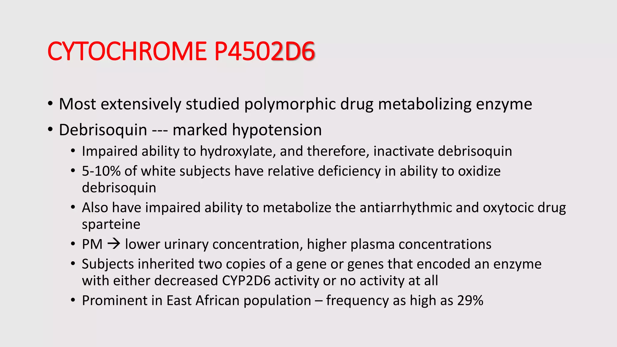 Polymorphism affecting drug metabolism | PDF