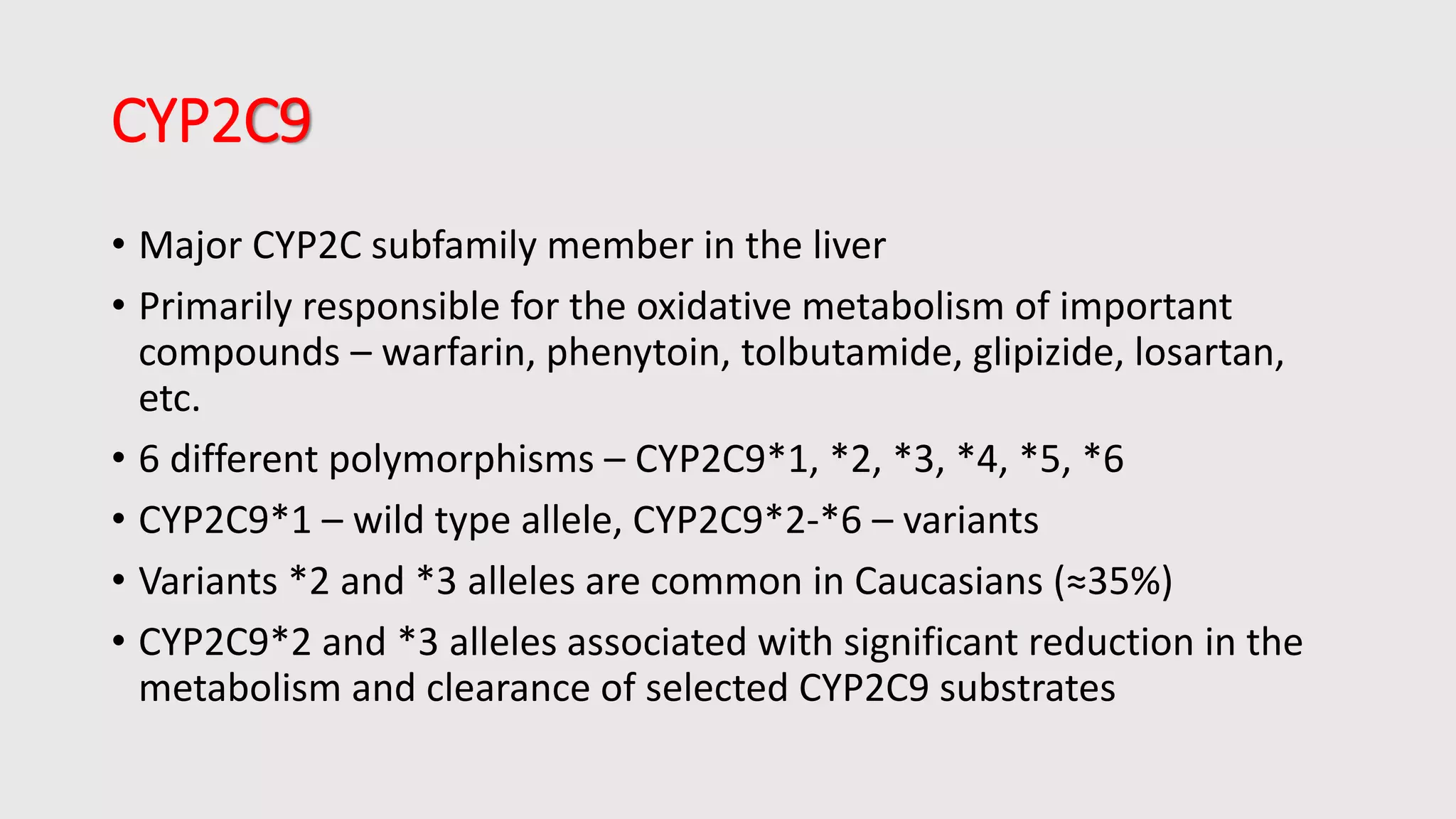 Polymorphism affecting drug metabolism | PDF