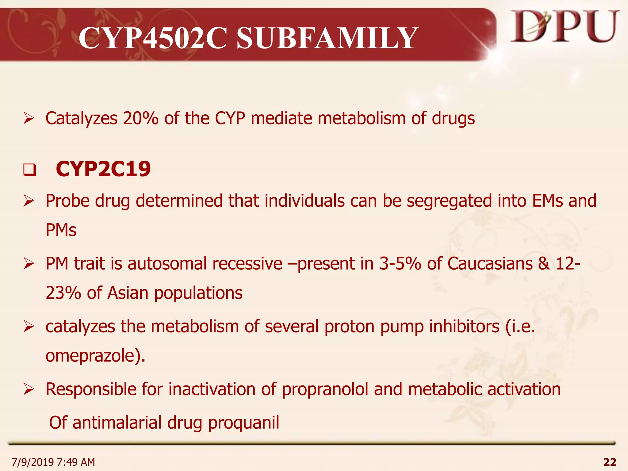Polymorphism affecting drug metabolism . | PPT