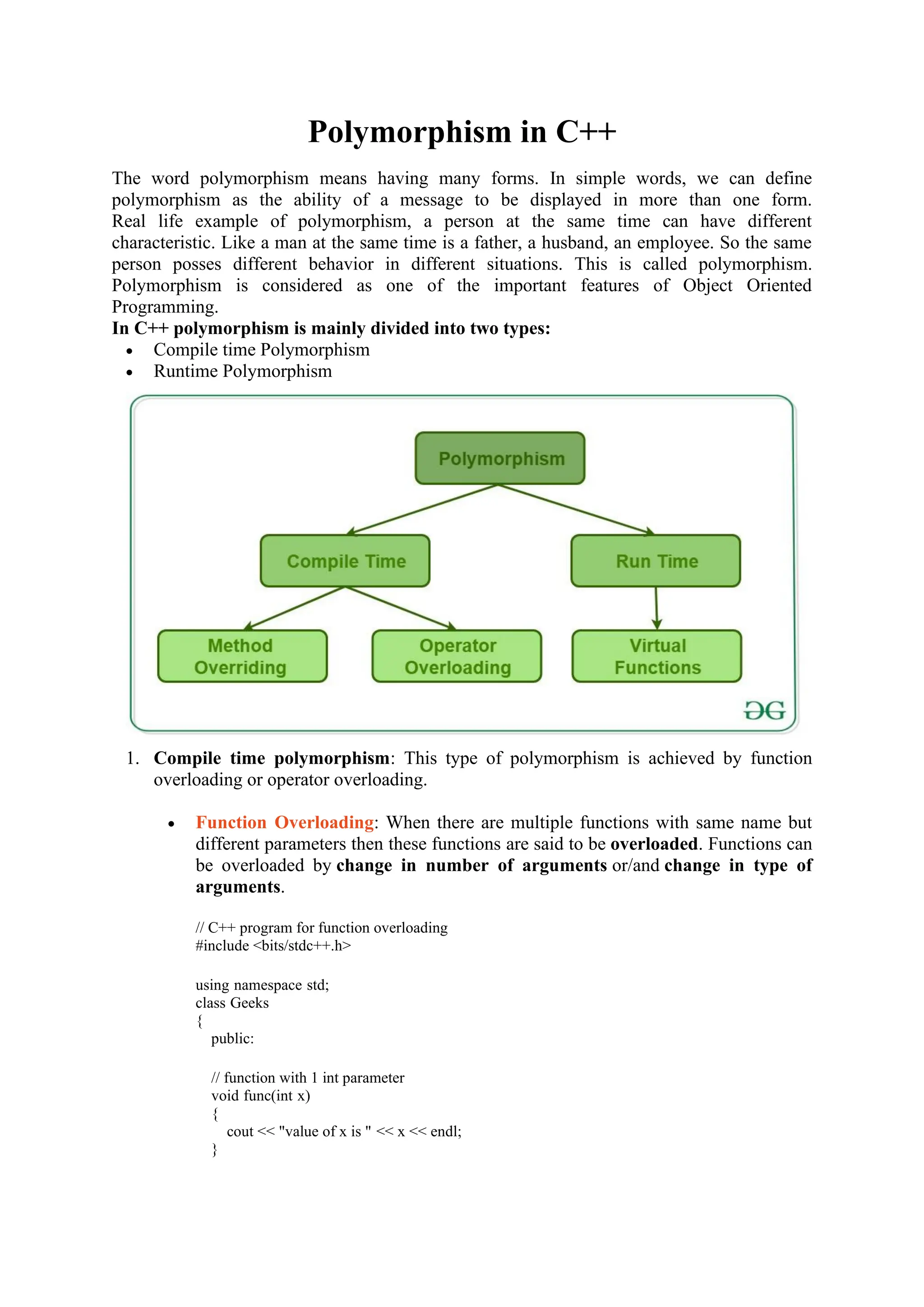 polymorphism for b.tech iii year students | PDF