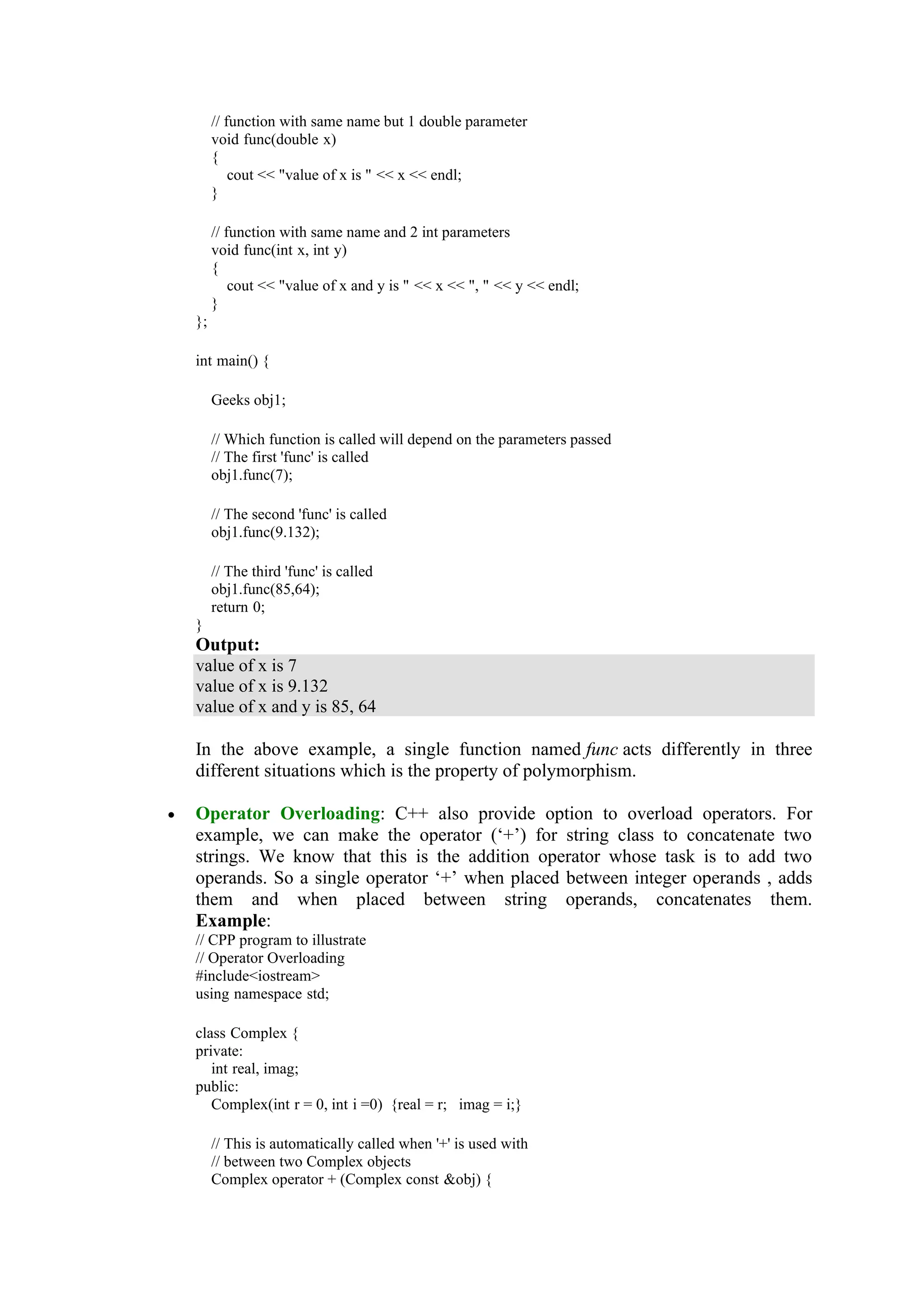 polymorphism for b.tech iii year students | PDF