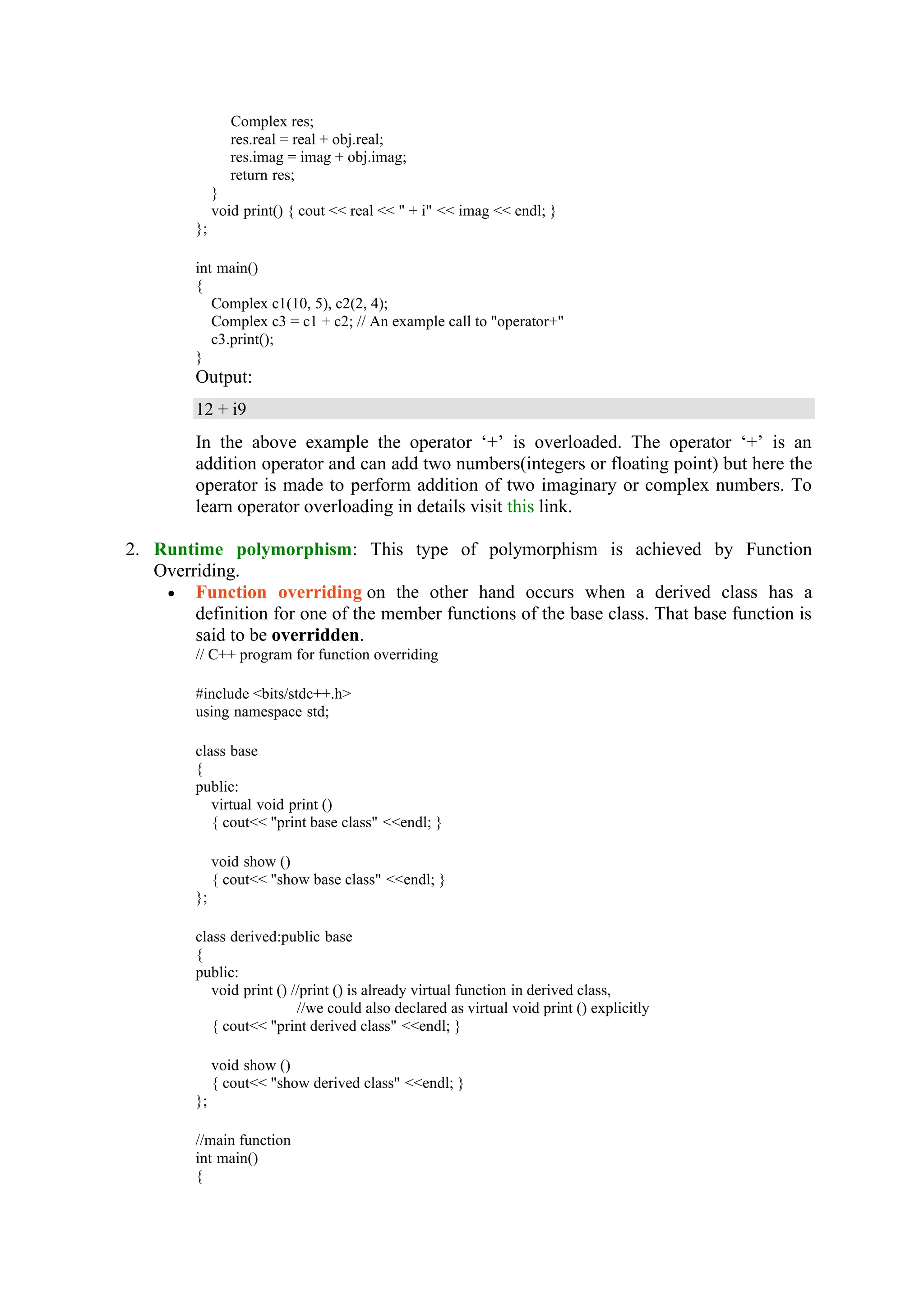 polymorphism for b.tech iii year students | PDF