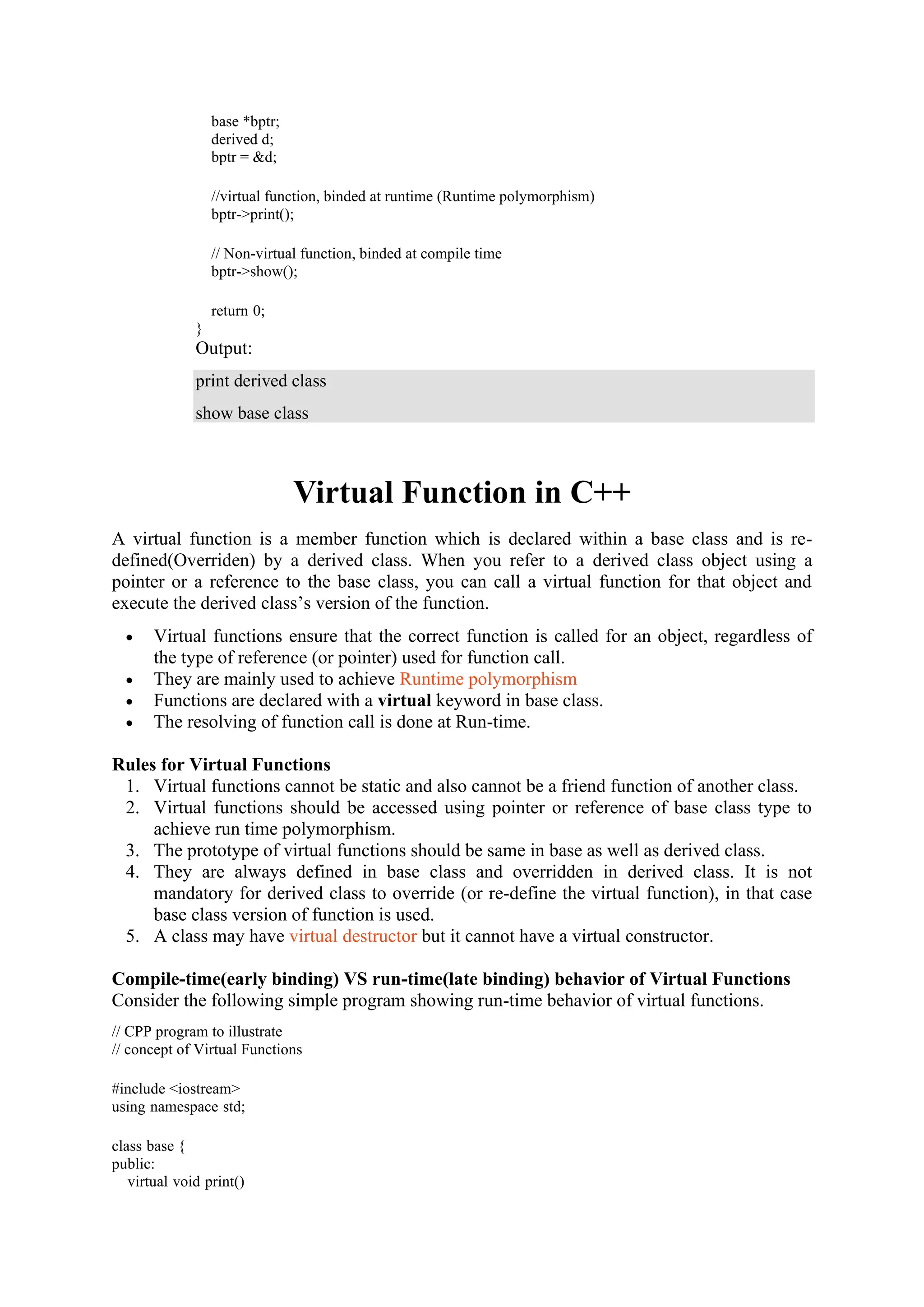 polymorphism for b.tech iii year students | PDF