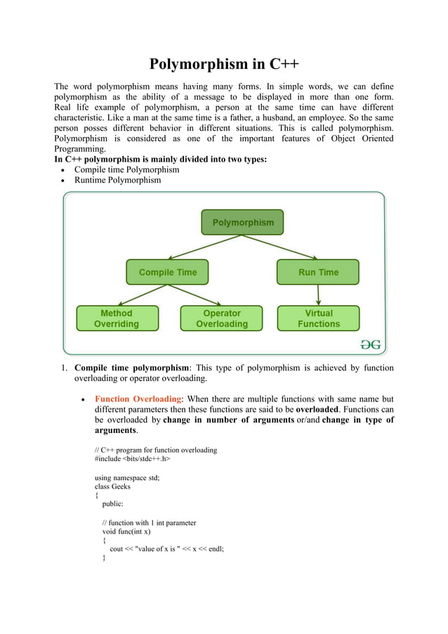 polymorphism for b.tech iii year students | PDF