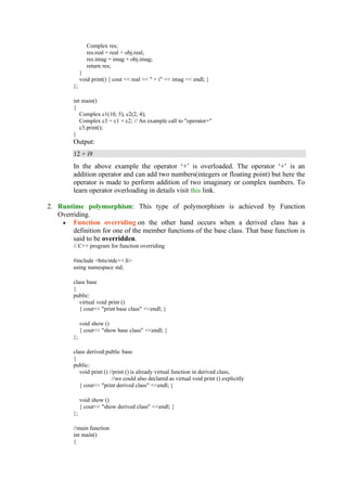 polymorphism for b.tech iii year students | PDF