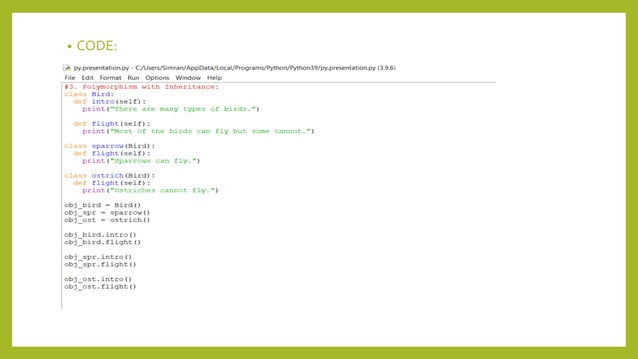 Polymorphism In Python Pptx Programming Languages Computing