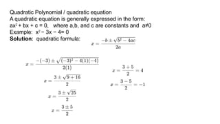Basic Polynomials and and basic calculus 1 | PPT