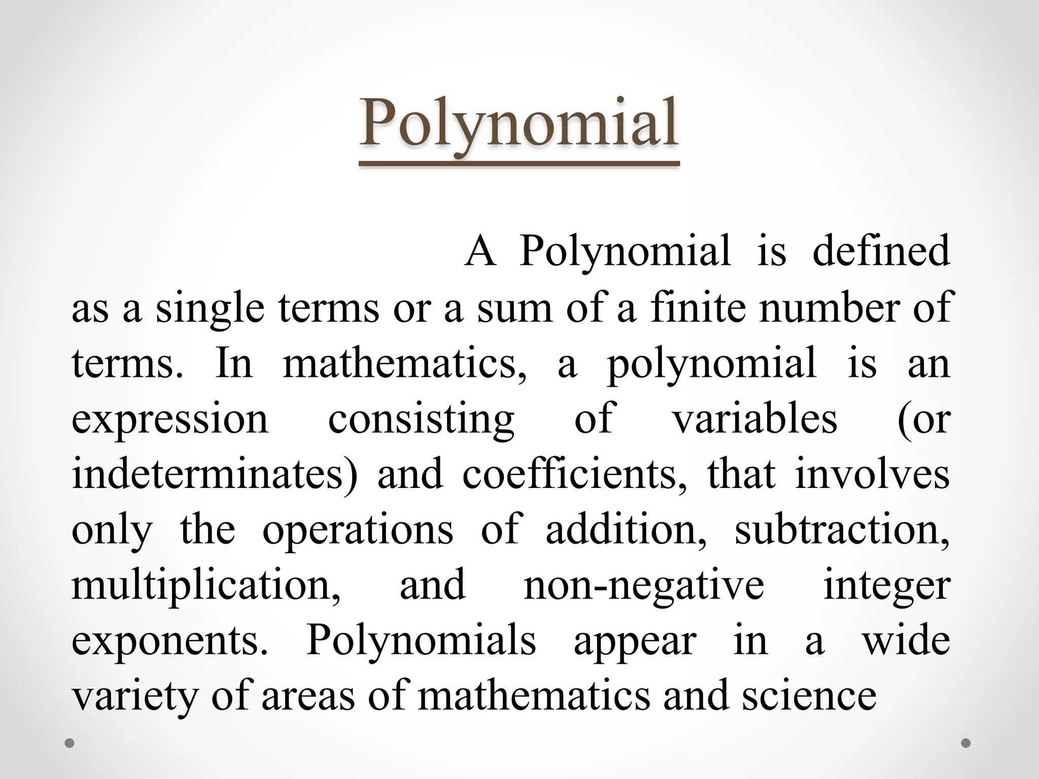 Polynomial -ppt | PPTX