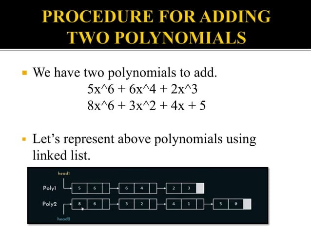Polynomial Addition Using Linked List Pptx
