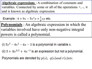 Polynomial for class 9 | PPT