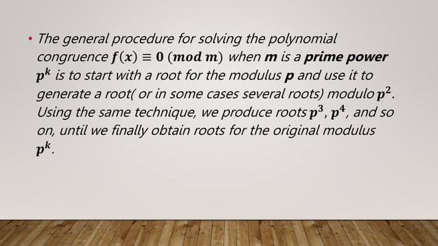 Polynomial congruence with prime moduli.pptx | Technology & Computing