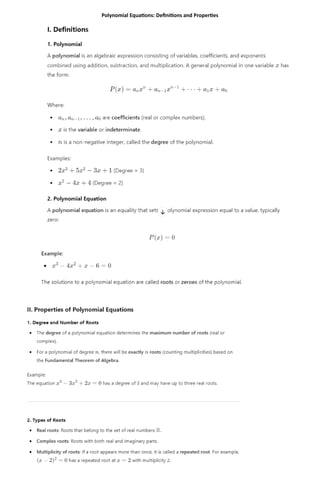 Polynomial Equations_ Definitions and Properties.pdf | Physics | Science