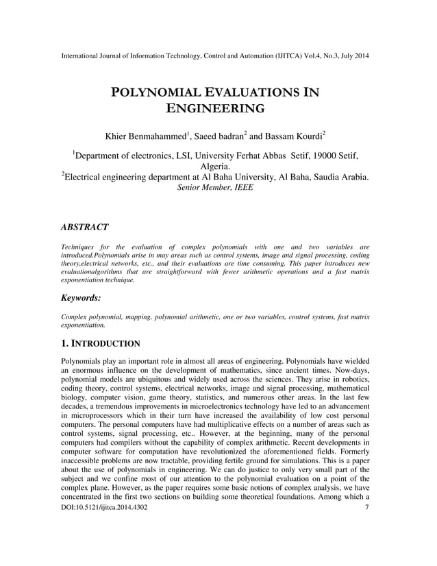 Polynomial evaluations in | PDF