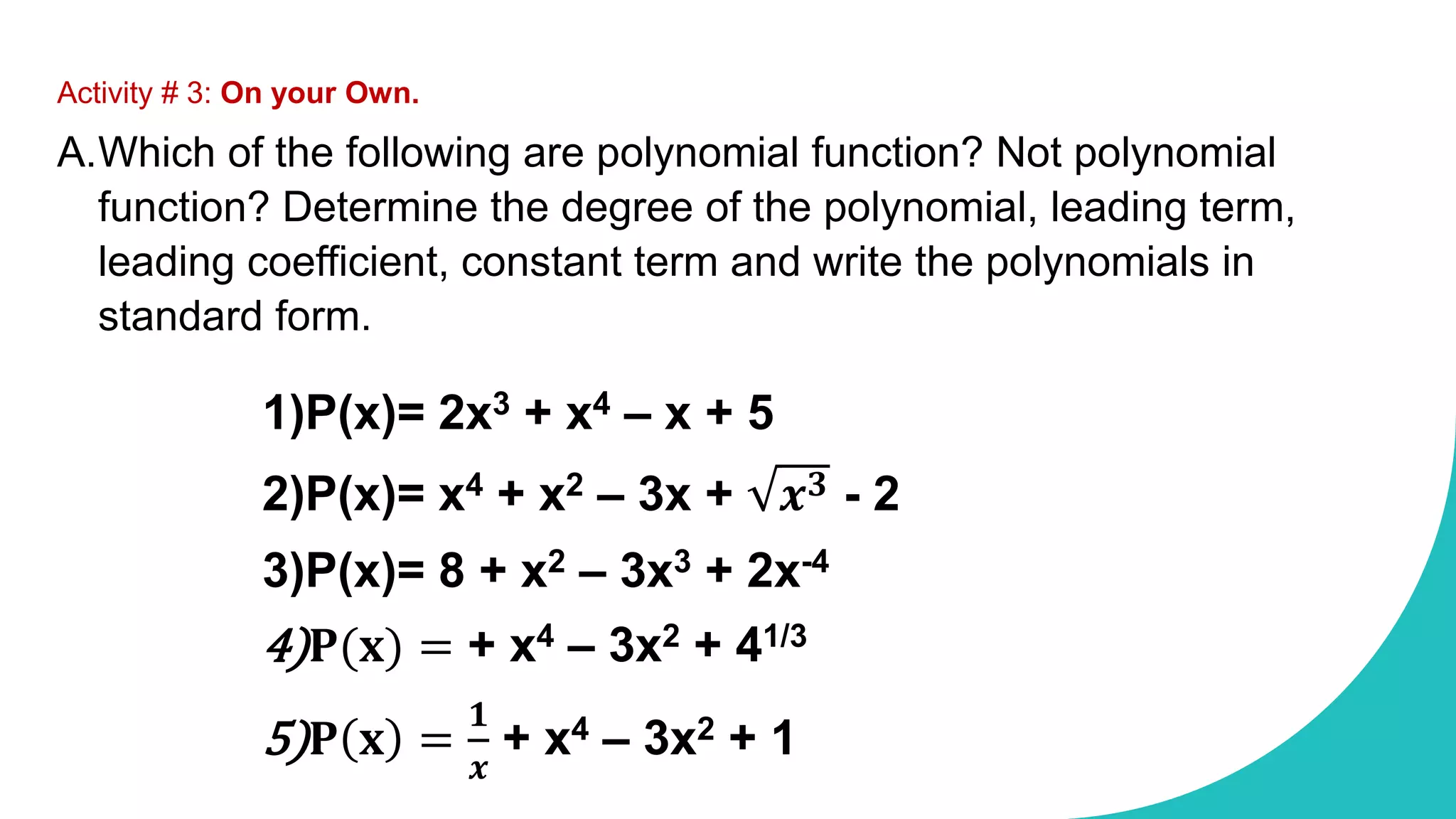 POLYNOMIAL FUNCTION.pptx | Physics | Science