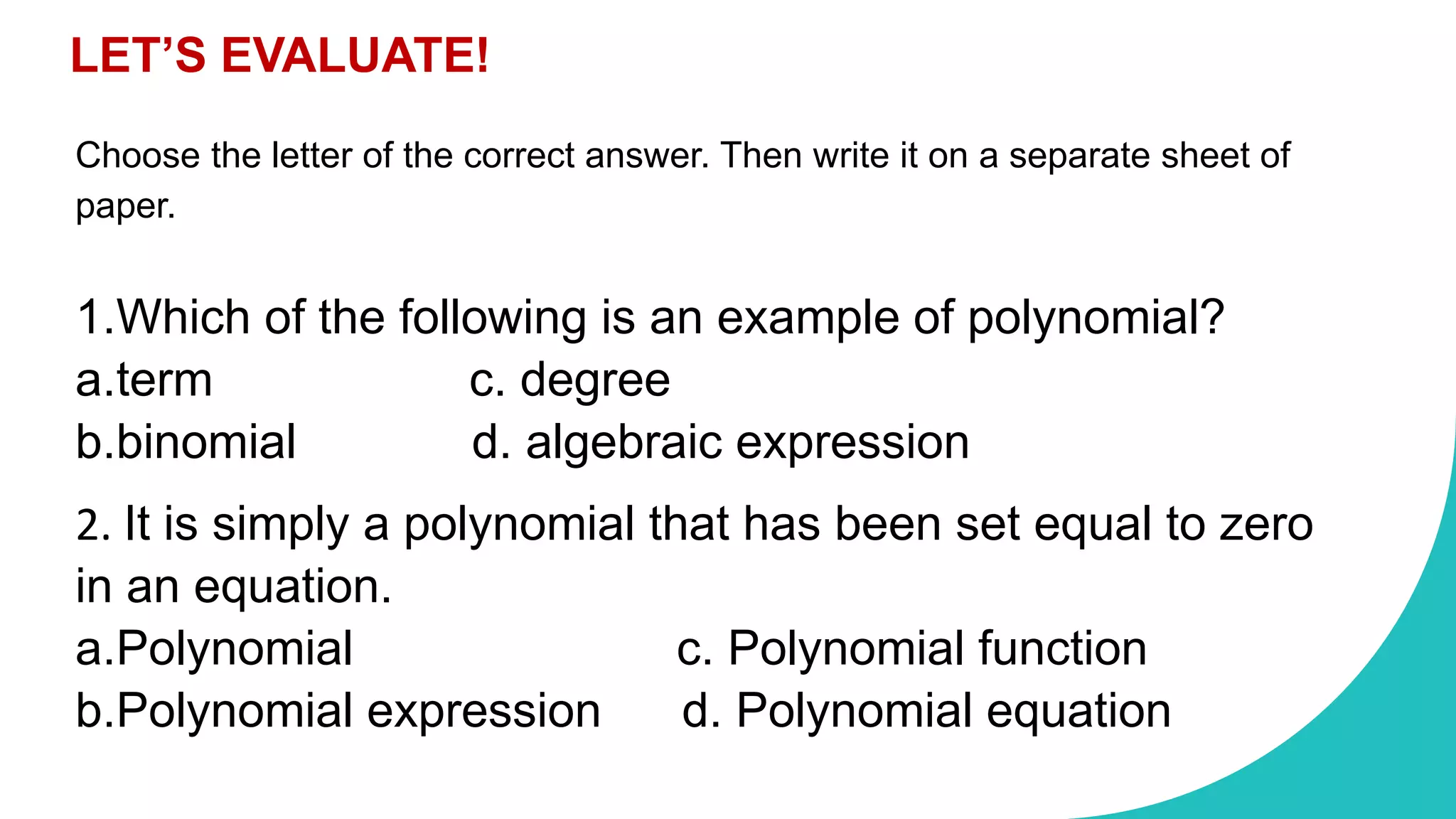 POLYNOMIAL FUNCTION.pptx | Physics | Science