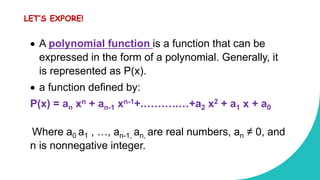 POLYNOMIAL FUNCTION.pptx | Physics | Science