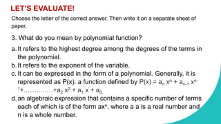 POLYNOMIAL FUNCTION.pptx | Physics | Science