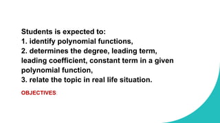 POLYNOMIAL FUNCTION.pptx | Physics | Science
