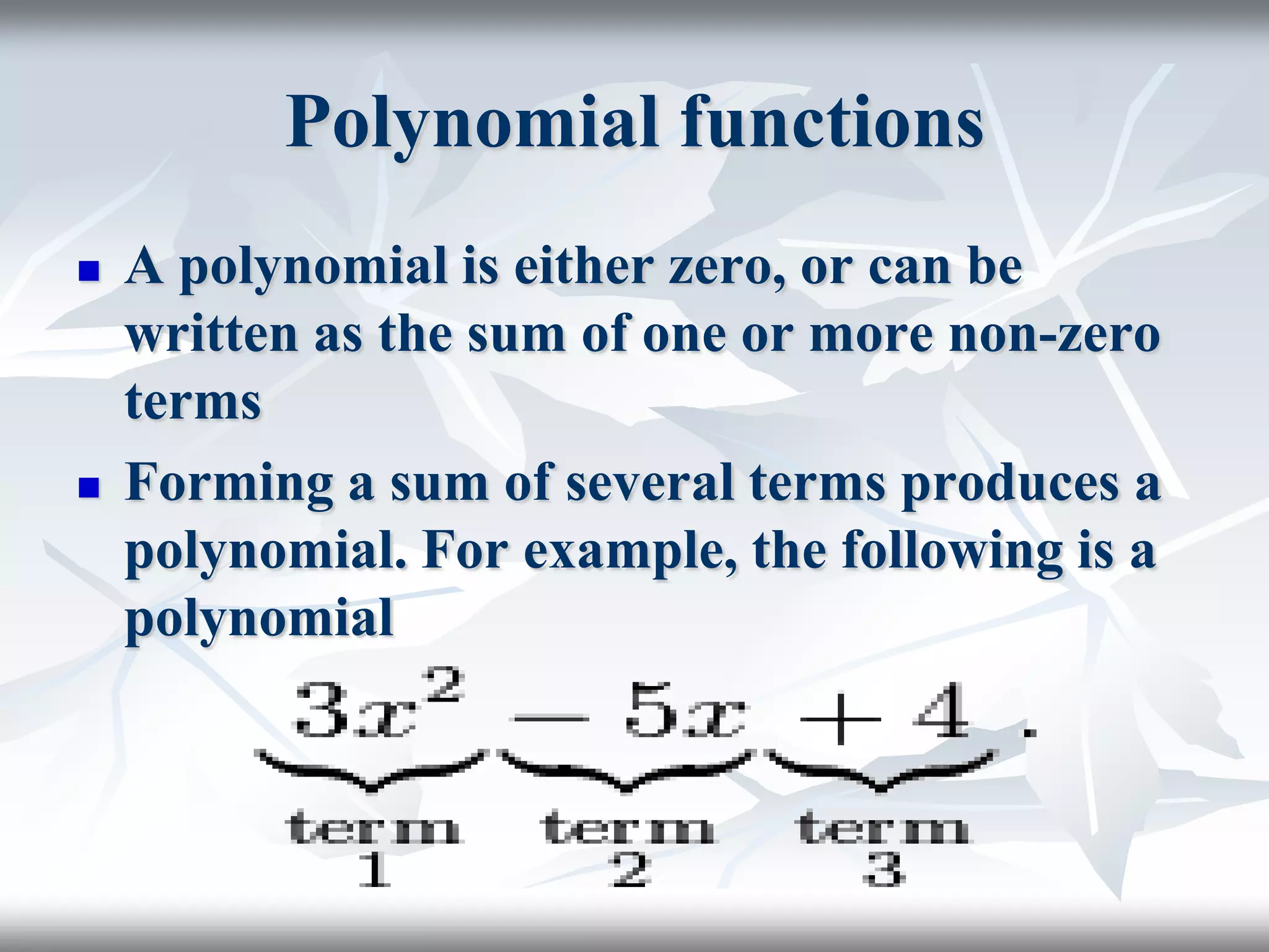 Polynomial Function by Desirae & | PPT