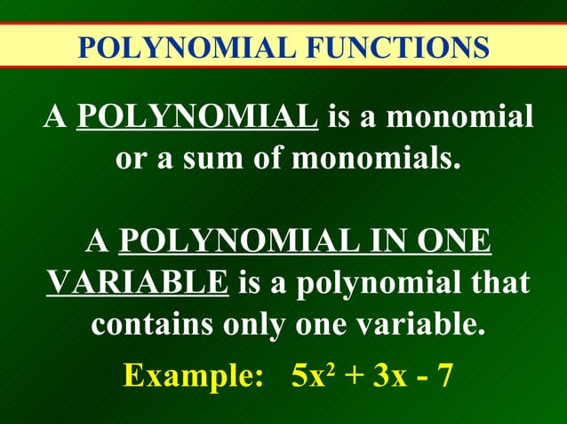 Polynomial functions | PPT