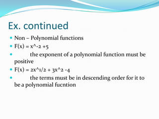 Polynomial functions | PPTX