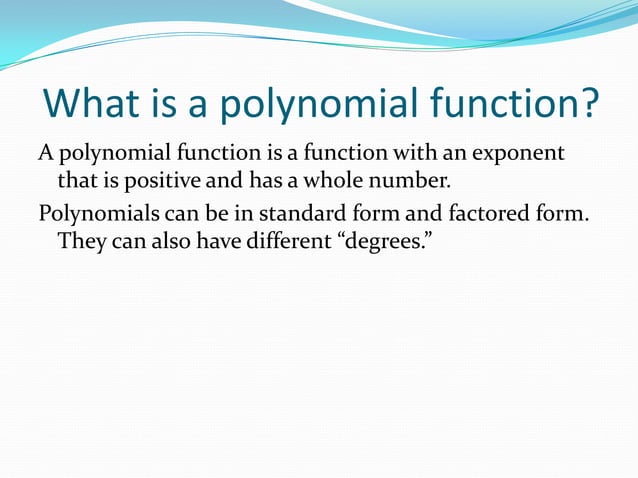 Polynomial functions | PPTX