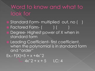 Polynomial functions | PPT