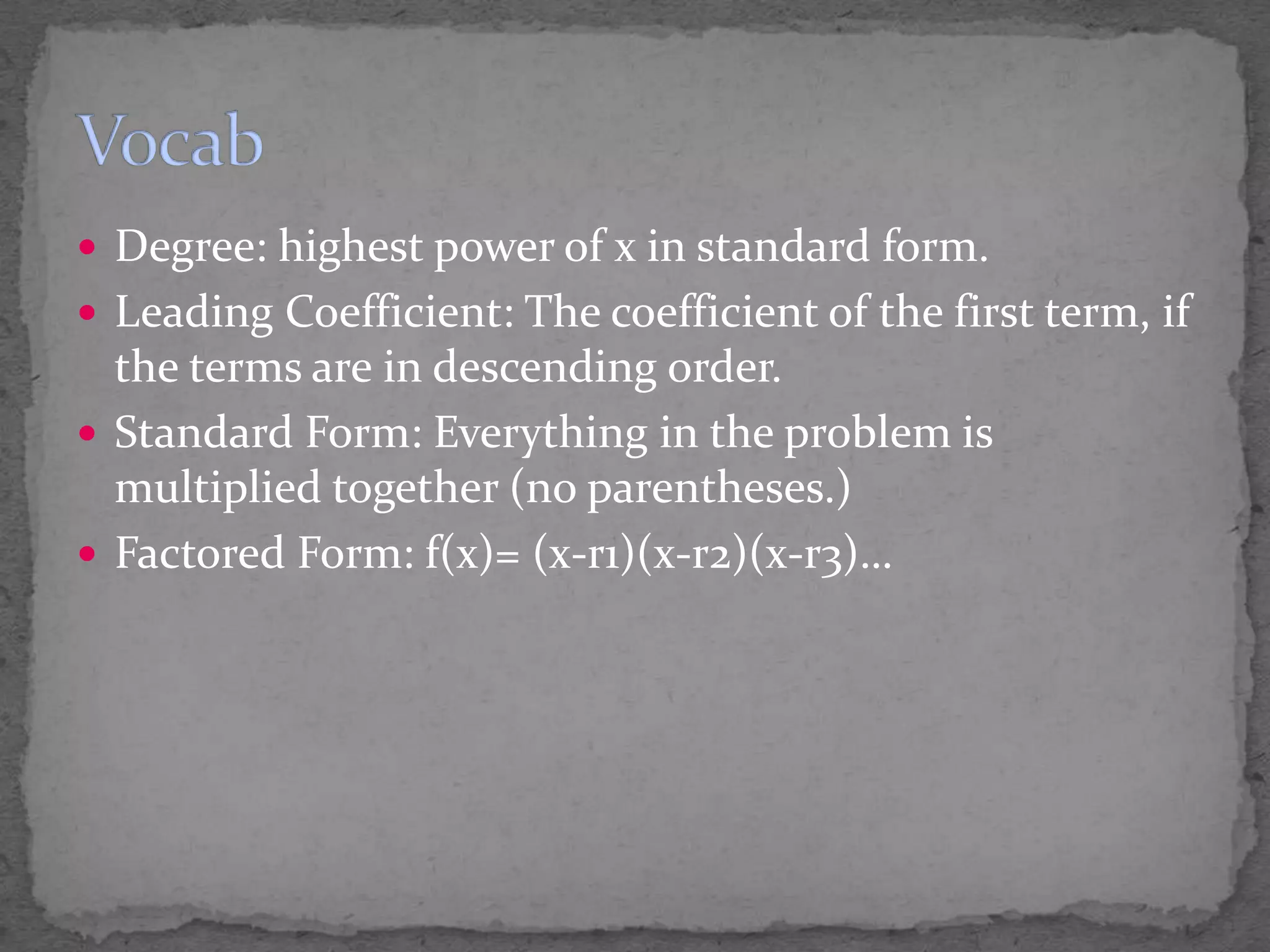 Polynomial functions | PPTX