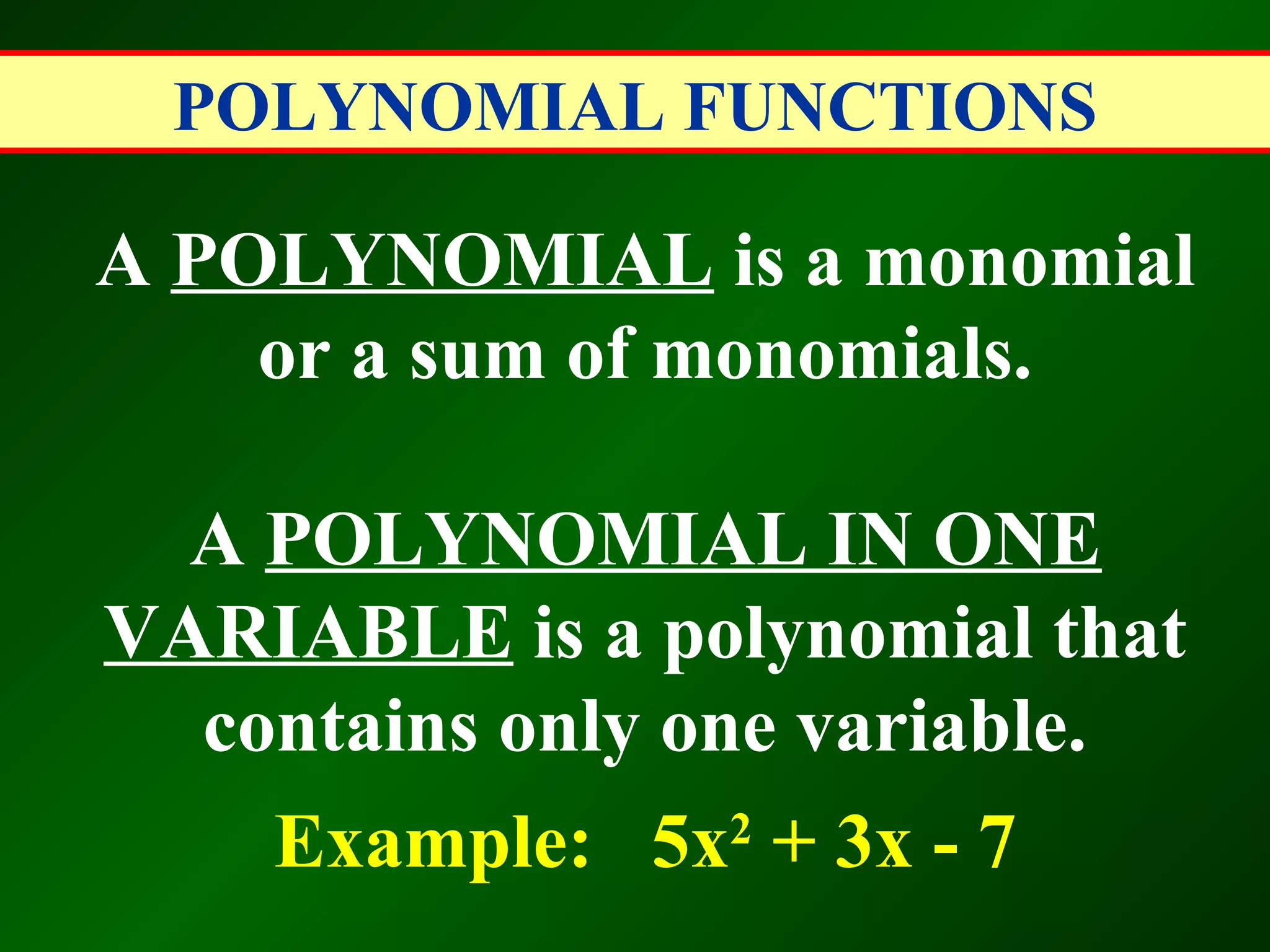 Polynomial functions | PPT