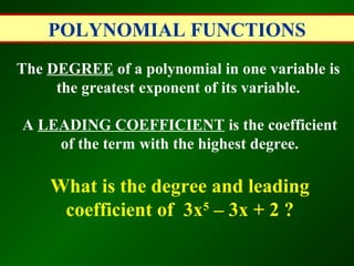 Polynomial functions | PPT