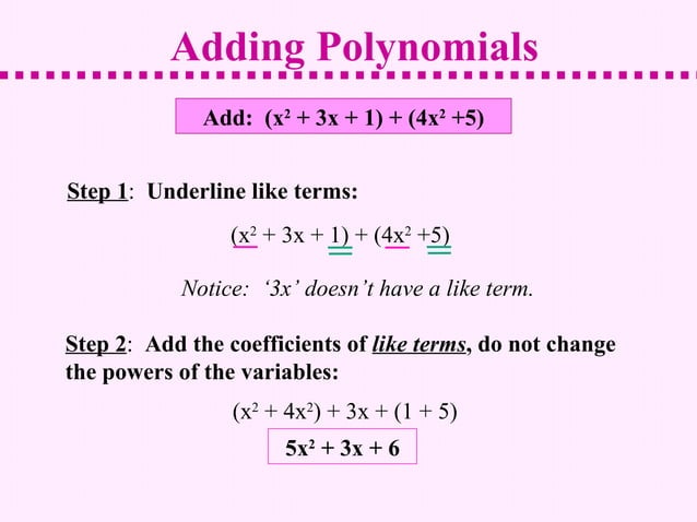 Adding Polynomials | PPT | Physics | Science