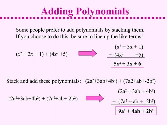Adding Polynomials | PPT | Physics | Science