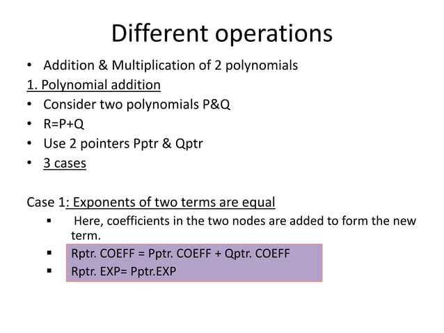 Polynomial reppresentation using Linkedlist-Application of LL.pptx | Programming Languages ...