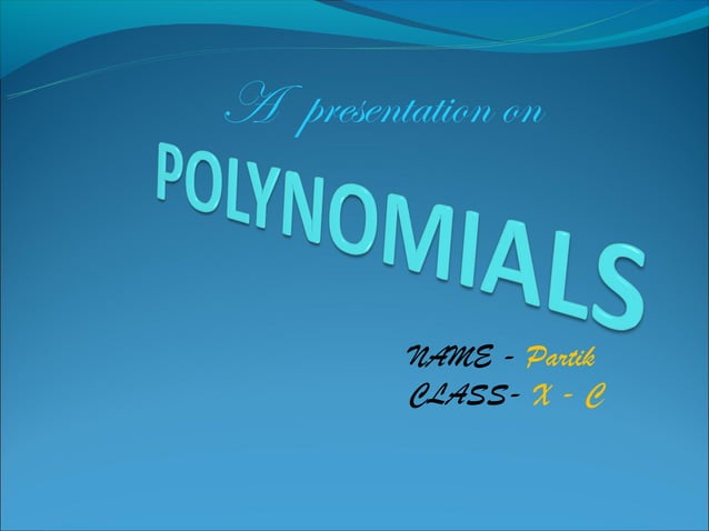 Polynomials | PPT