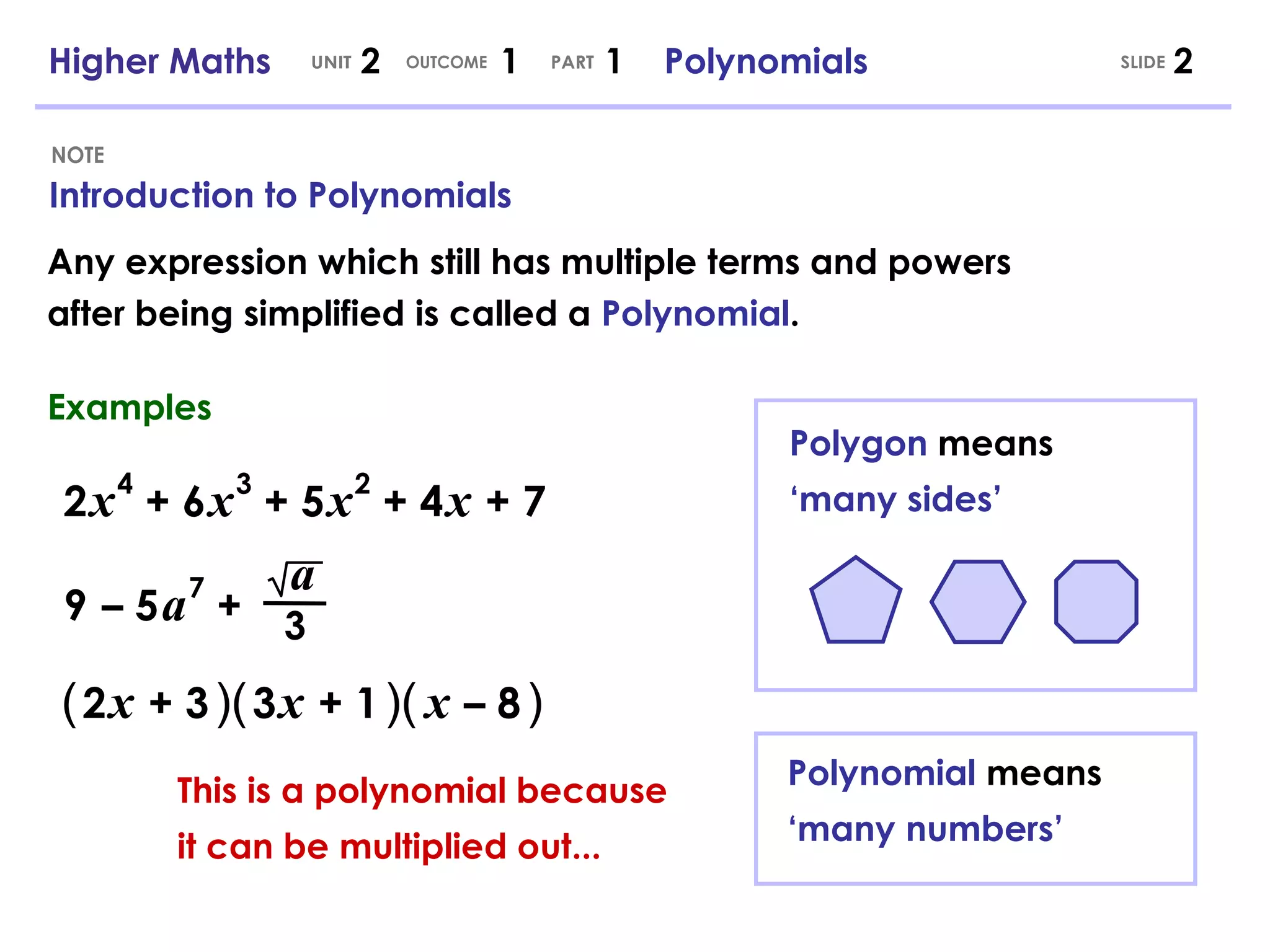 Higher Maths 2.1.1 - Polynomials | PPT