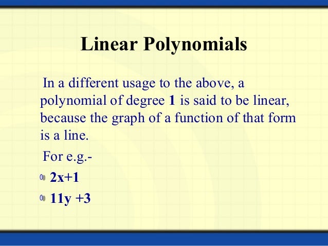 Polynomials And Linear Equation of Two Variables