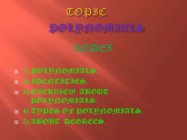 Polynomials | PPTX | Physics | Science